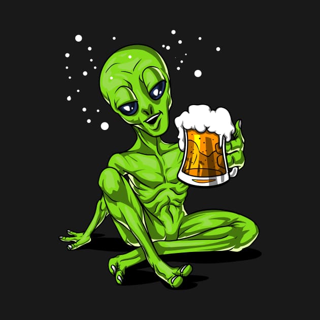 Space Alien Beer Lover - Alien Drinking Beer - T-Shirt | TeePublic