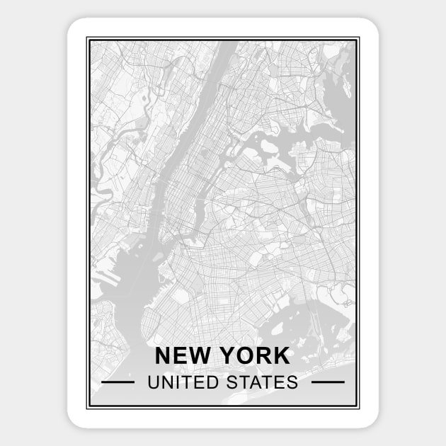 New York City Map - New York City - Sticker | TeePublic