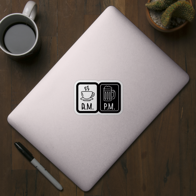AM/PM - Coffee And Beer - Sticker | TeePublic