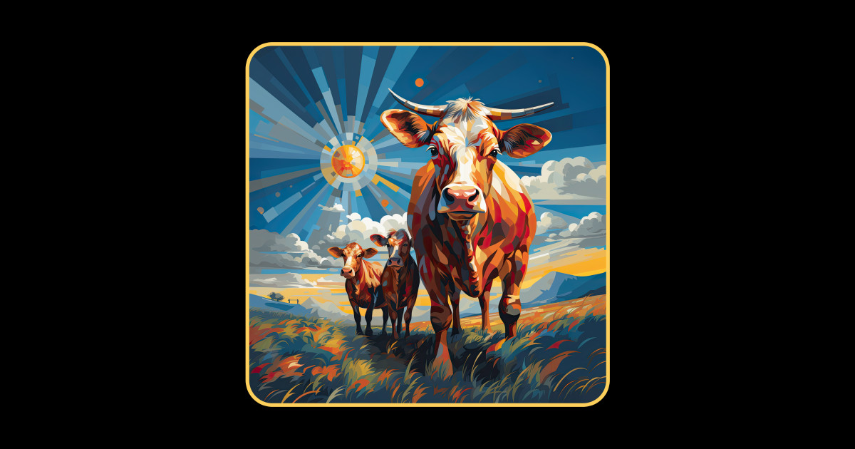 Fancy Cows Painting - Cows - Sticker | TeePublic