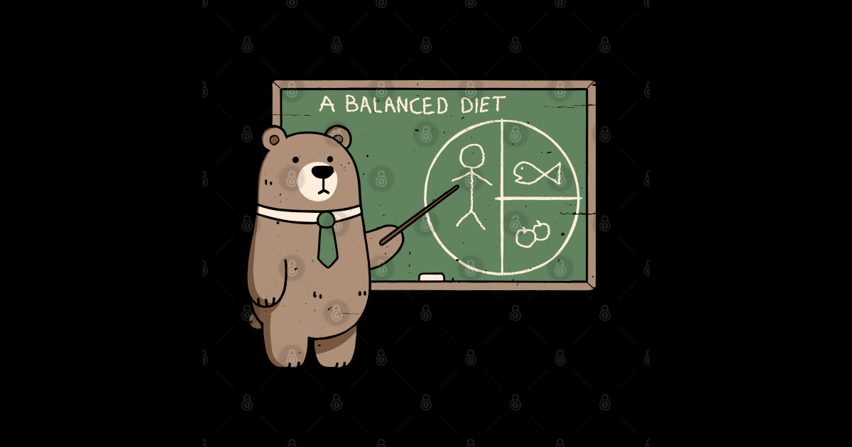 A Balanced Diet For Bears - Bear - Sticker | TeePublic