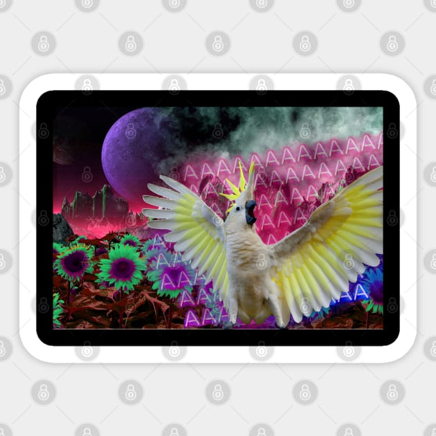 surreal AAAAAAA cockatoo - Parrot - Sticker | TeePublic