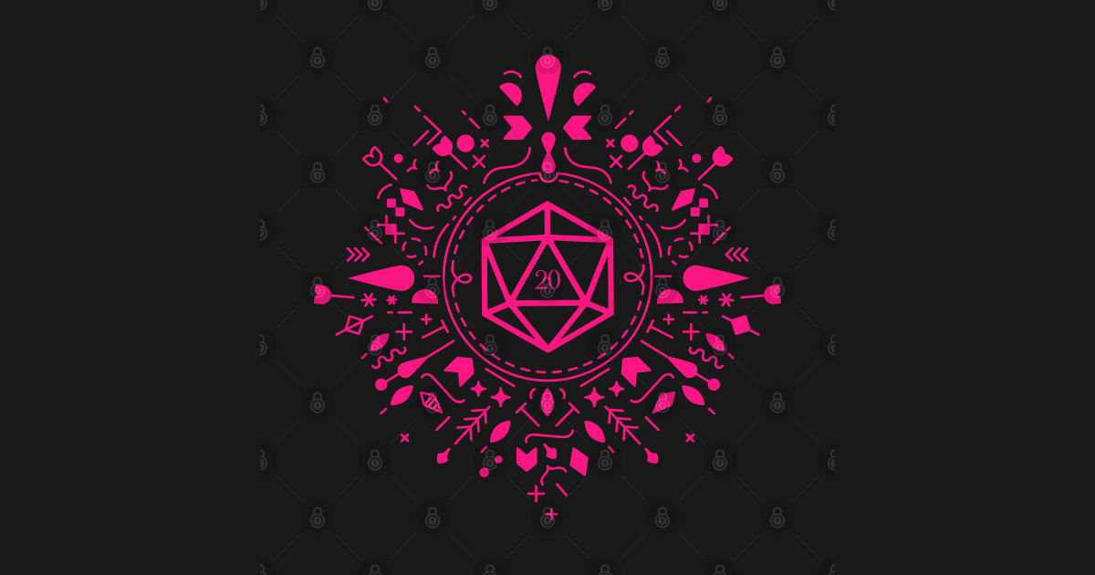 Abstract Monogram Pink Polyhedral D20 Dice Tabletop RPG - Dungeons And ...