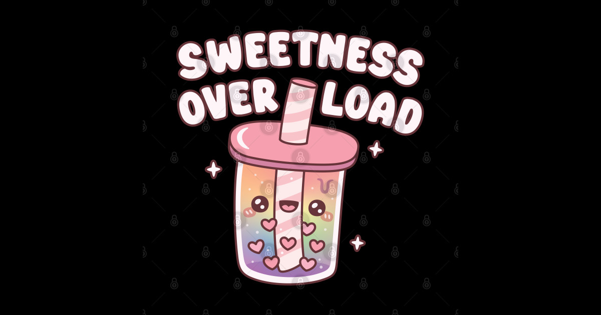 Cute Bubble Tea With Heart Boba Sweetness Overload - Boba Tea - Sticker ...