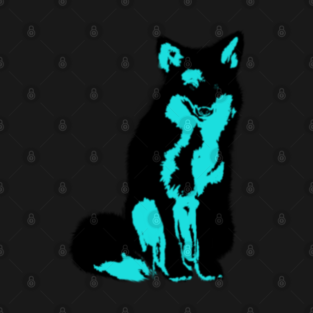 Colorful animals - cyan fox - Foxes - Long Sleeve T-Shirt | TeePublic