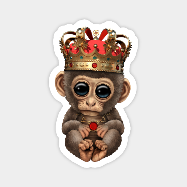 Cute Royal Monkey Wearing Crown - Monkey - Magnet | TeePublic
