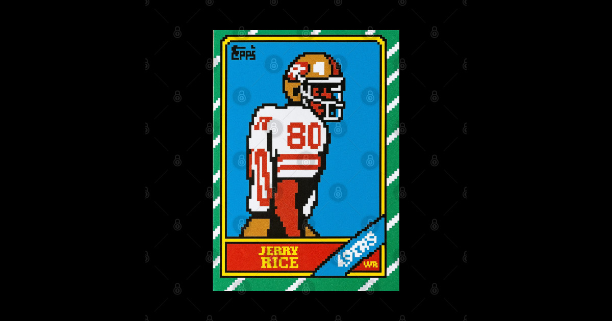 Jerry Rice 8-Bit Football Card Tribute - Jerry Rice - Sticker | TeePublic