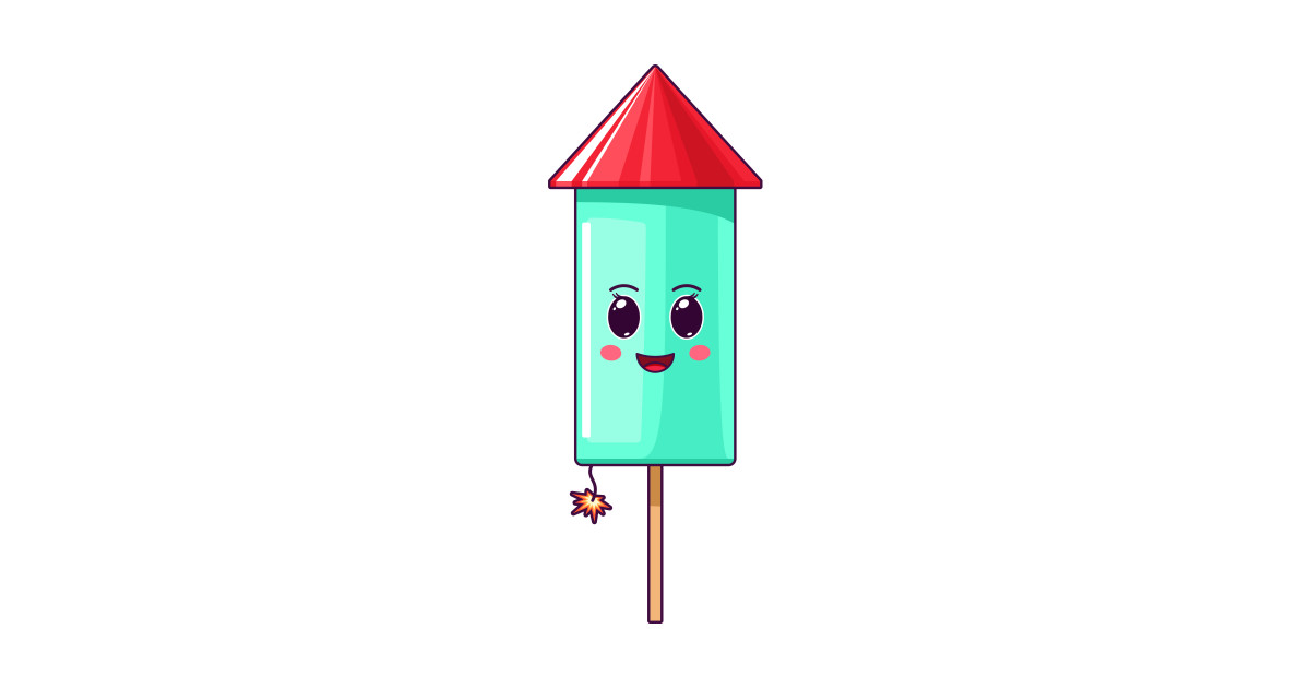 Cartoon Kawaii Firework Rocket with Cheerful Face - Kawaii Firework ...