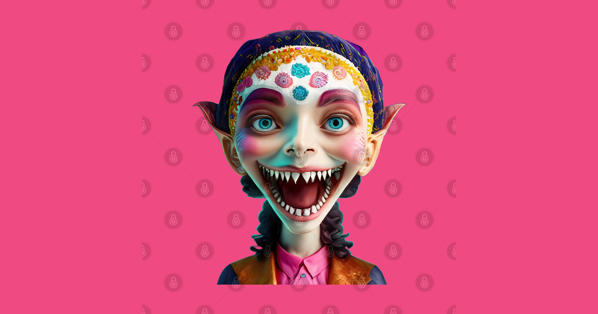 Big Eyed Alien Shark Tooth Girl - Alien Female - T-Shirt | TeePublic