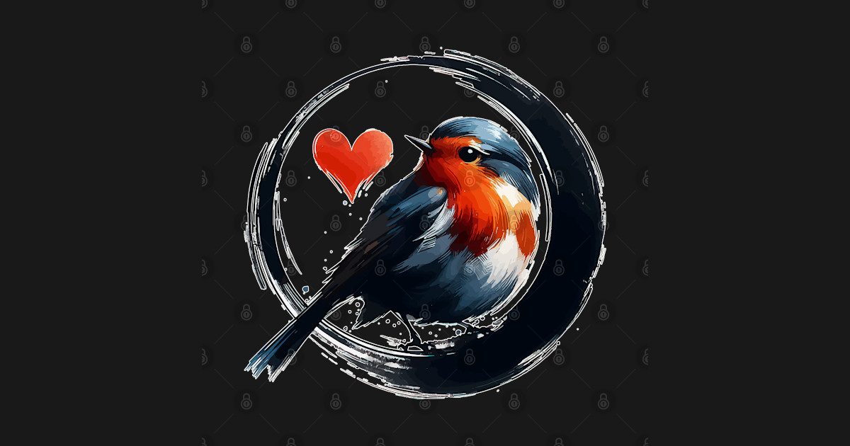 Robin Bird Sumie Enso Circle - Robin Bird - T-Shirt | TeePublic