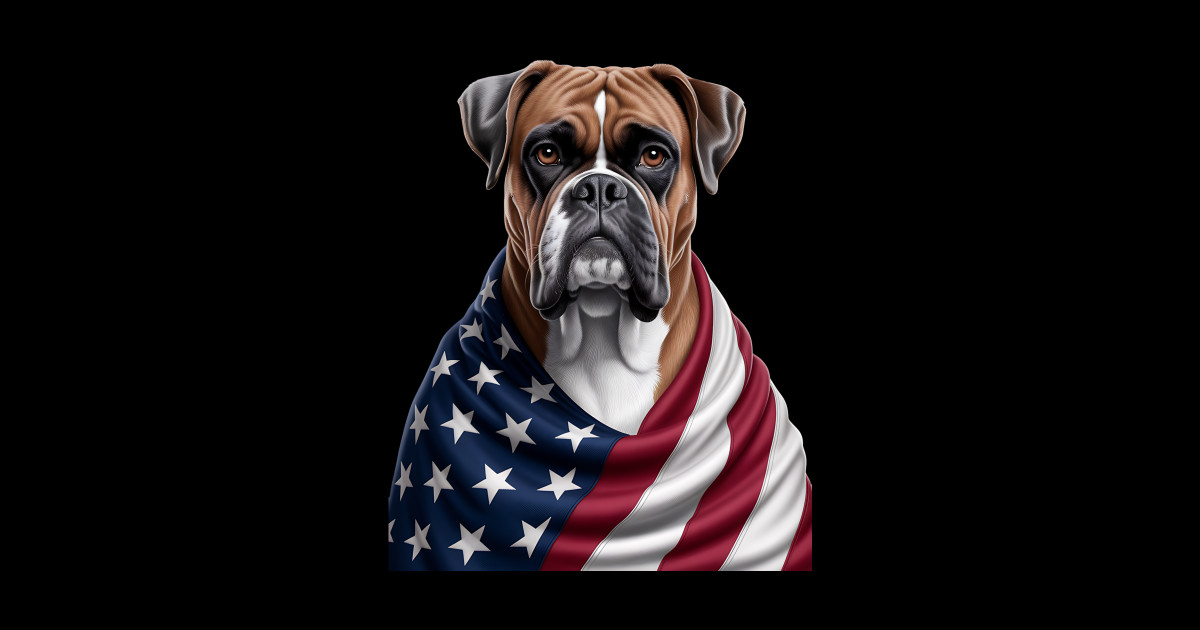 Boxer American Flag Patriotic Boxer Dog Lover 4th of July ...