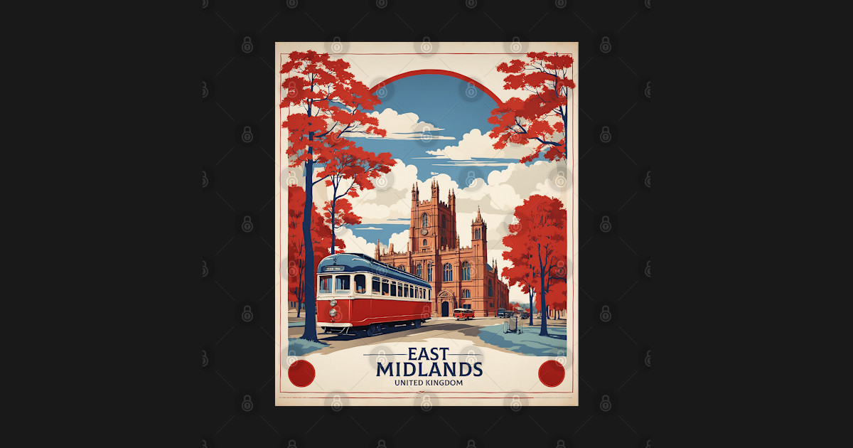 East Midlands England Vintage Travel Tourism Poster - London - T-Shirt ...