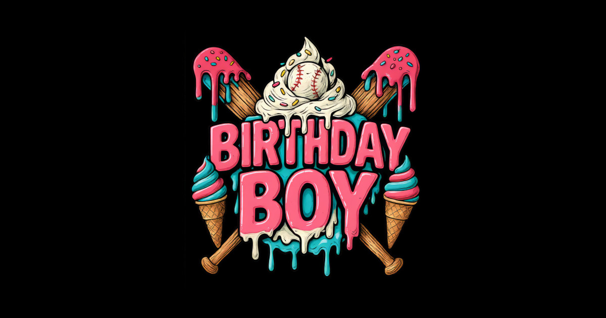 Funny Birthday boy Baseball Bat Ice Cream Drip for Youth Boys ...