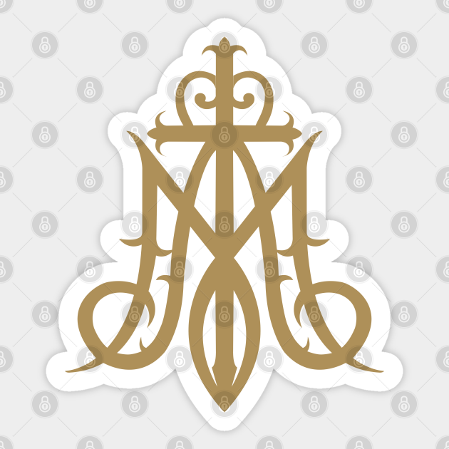 Virgin Mary Monogram Ave Maria - Virgin Mary - Sticker | TeePublic