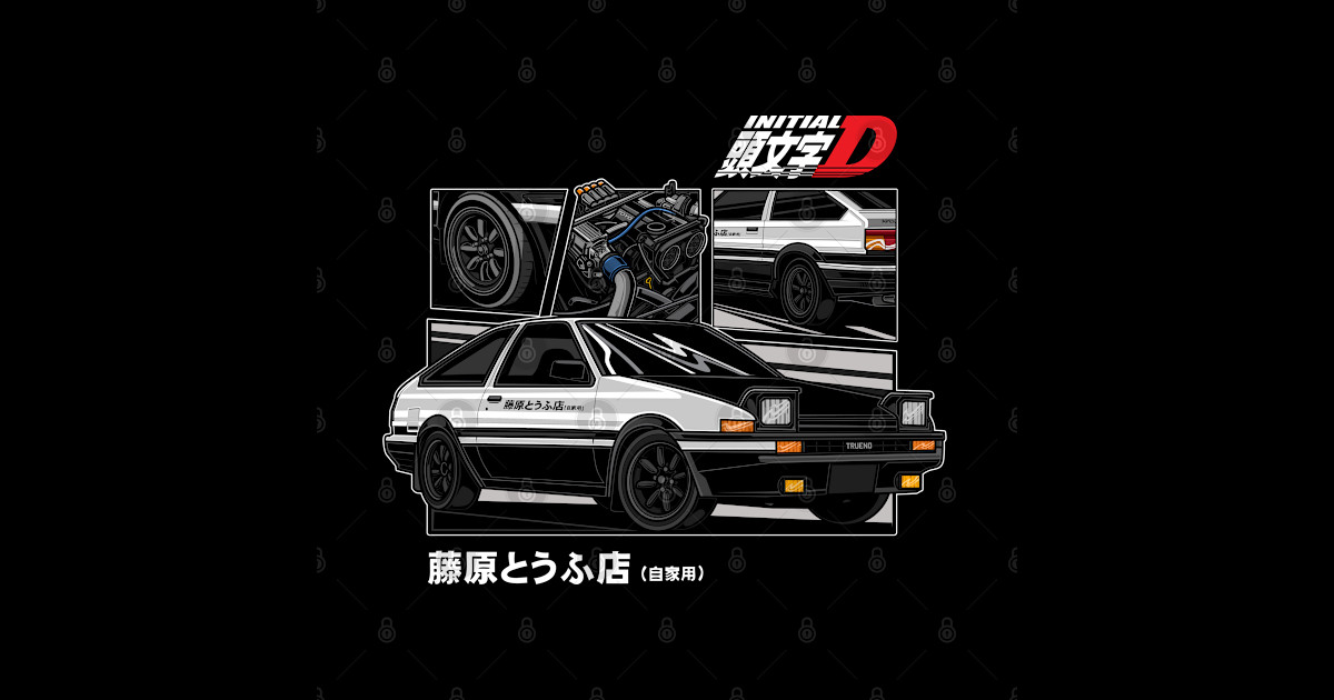 Toyota Ae86 Trueno Initial D Anime version 2 - Toyota Ae86 - Sticker ...