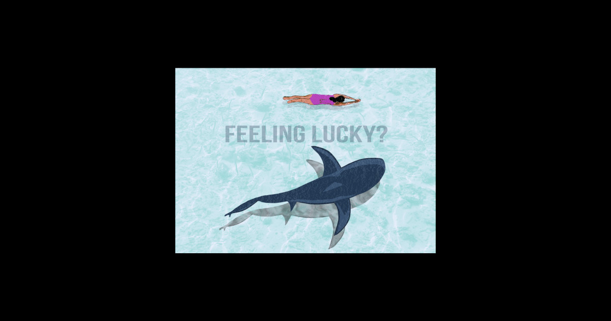 Shark with swimmer - feeling lucky? - Shark - T-Shirt | TeePublic