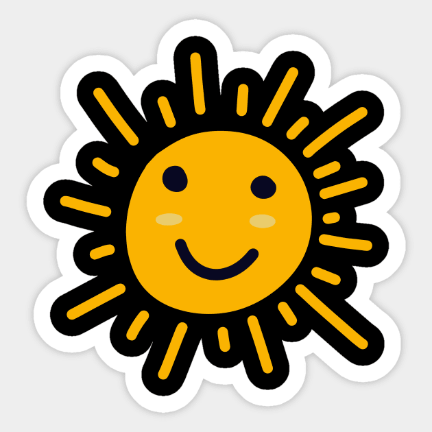 Sun Cute Smiley Face - Sun - Sticker | TeePublic