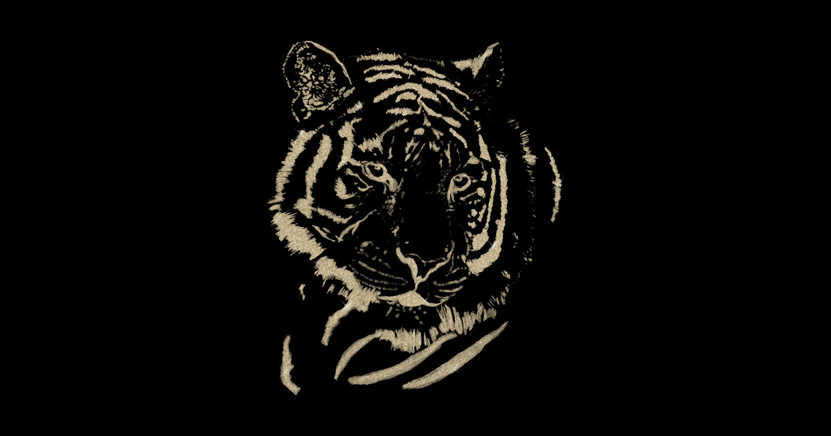 Gold Tiger Print White Design - Elegant Tiger - Sticker | TeePublic