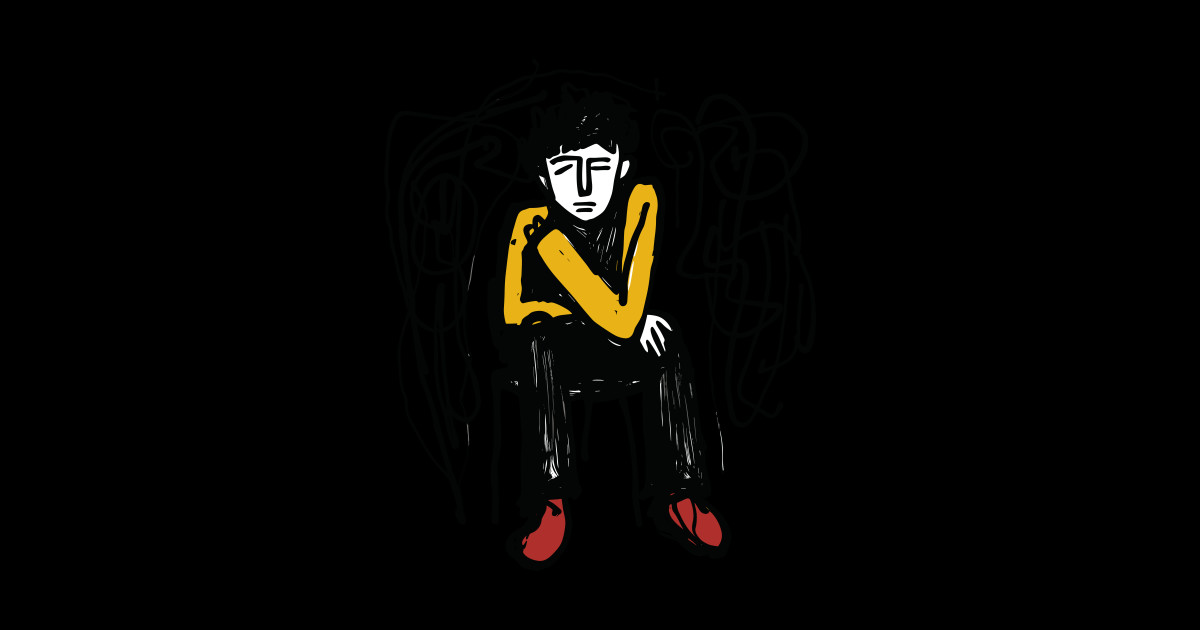 Depressed Man Sketch Illustration - Depressed - Sticker | TeePublic