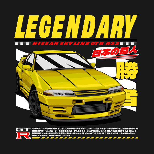 NISMO NISSAN SKYLINE GTR R32-YELLOW - Nissan Skyline Gtr R32 - T-Shirt ...