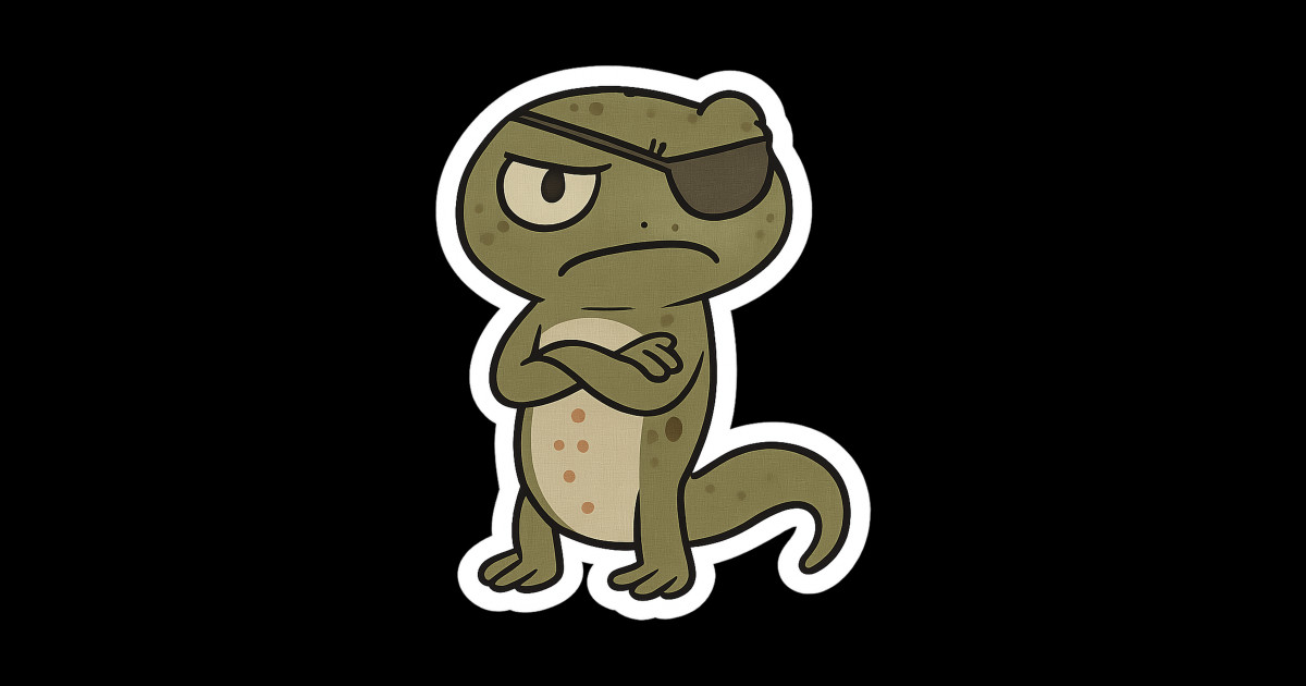 Angry One-Eyed Newt Lizard with Eye Patch - Lizard Funny - Sticker ...