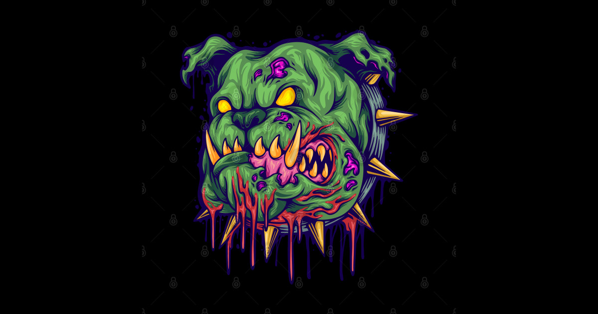 Scary Bulldog Zombie Head – Creepy Undead Dog Illustration - Scary ...