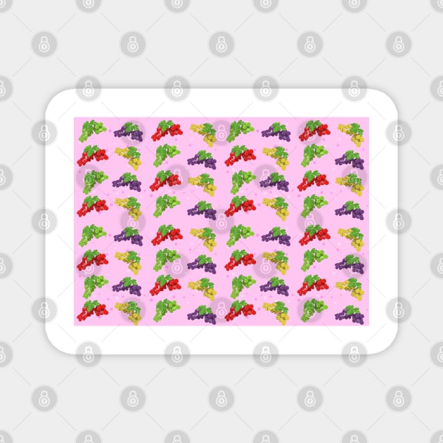 Colorful Grape Pattern on Pink Background - Pattern Design - Magnet ...