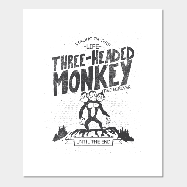 The three-headed monkey - Retro - Posters and Art Prints | TeePublic