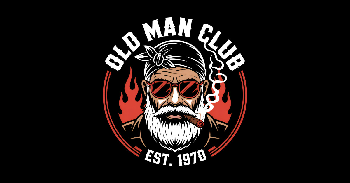 Birthday Old Man Club Est 1970 Vintage Beard Flames Retro - Birthday ...