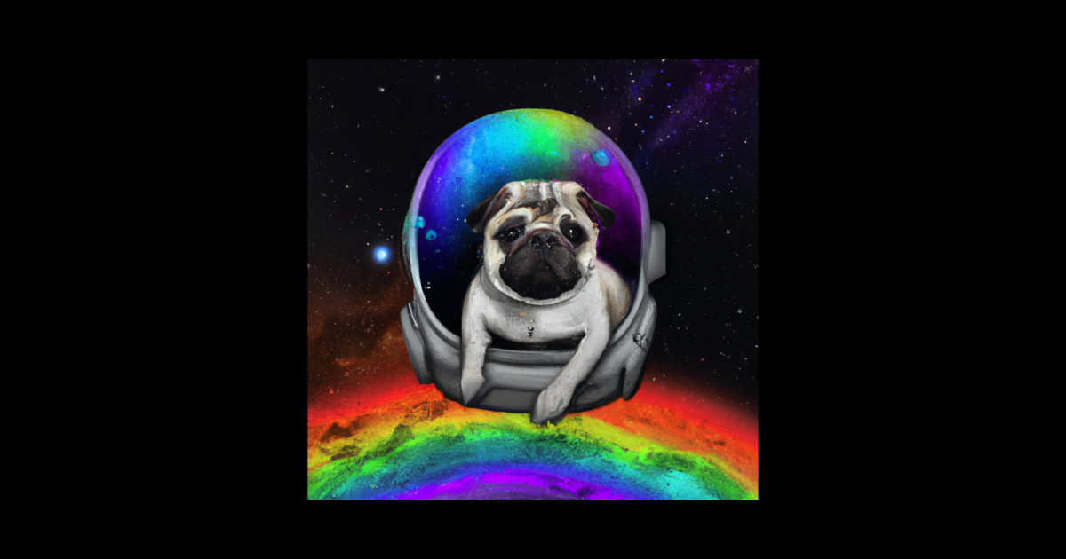 Rainbow Astronaut Pug - Pug - Sticker | TeePublic