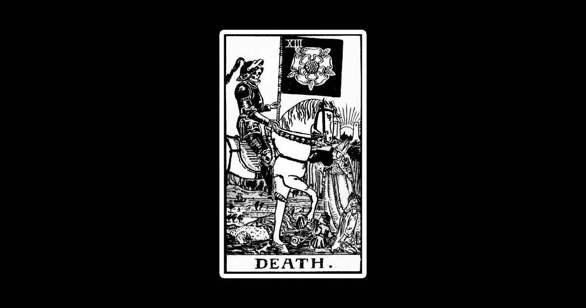 XII. Death Tarot Card | Black and white - Death - Sticker | TeePublic