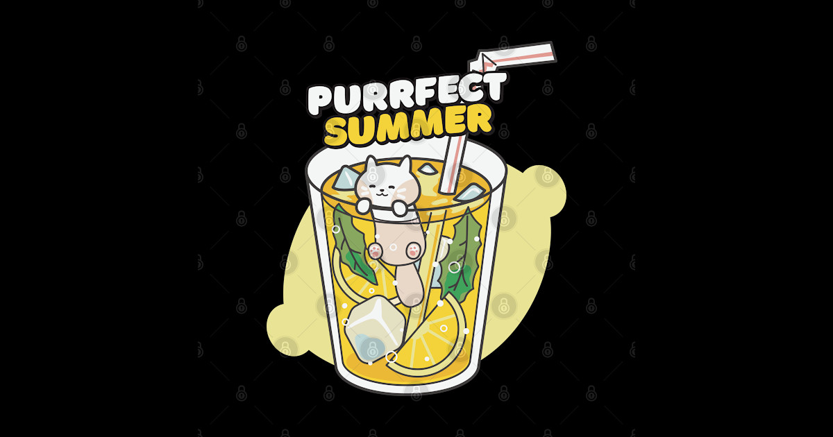 Purrfect Summer Lemonade Cat - Cat - Sticker | TeePublic