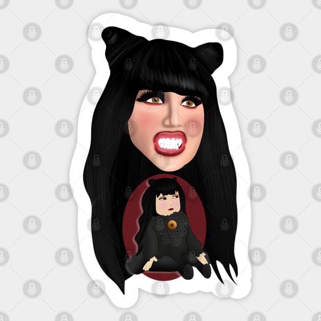 Goth Vampire Doll - Wwdits - Sticker | TeePublic