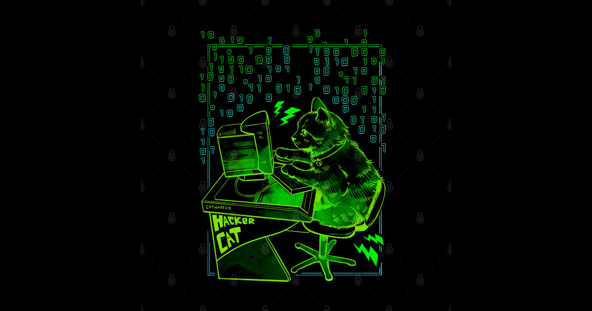 Hacker Cat! - Cats - Posters and Art Prints | TeePublic