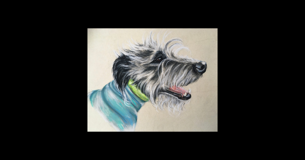 Scruffy Lurcher blue jumper - Scruffy Lurcher - Sticker | TeePublic