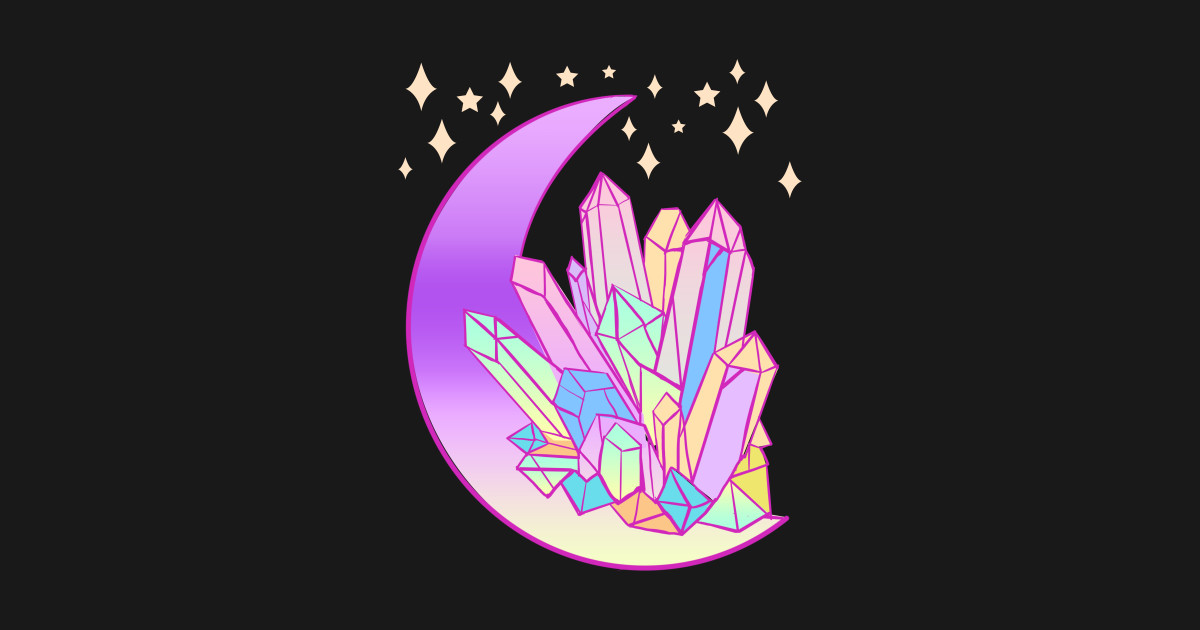 Pastel Goth Crystal Cluster Witchy Moon - Pastel Goth - T-Shirt | TeePublic