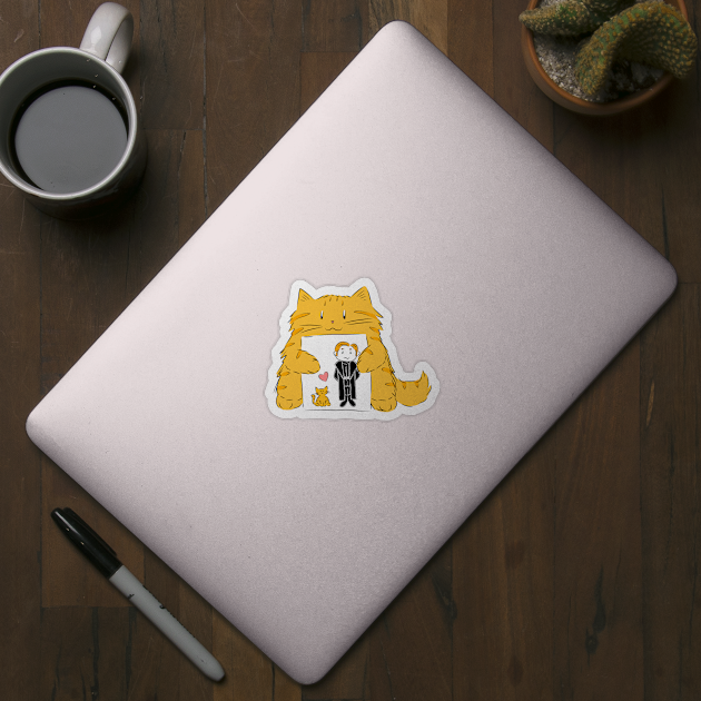 Millie with her drawing - Millicent The Cat - Sticker | TeePublic