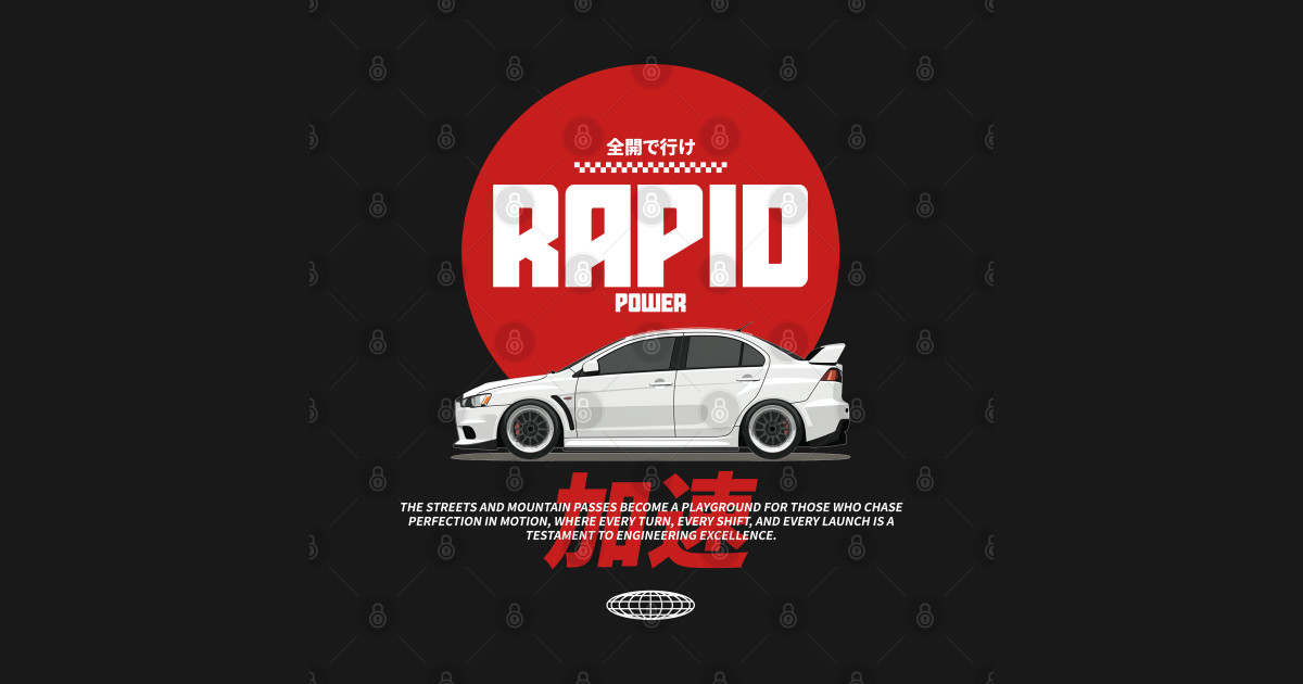 White Mitsubishi Evo 10 Rapid - Mitsubishi Lancer Evolution - T-Shirt ...