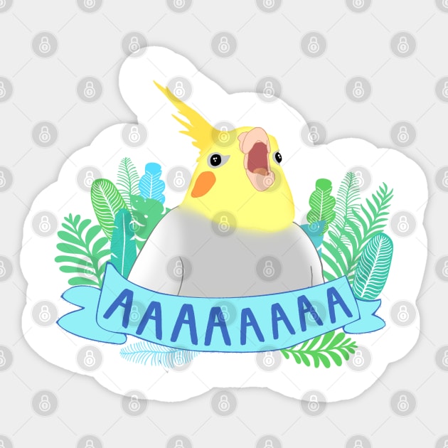 screaming cockatiel doodle - Birb Memes - Sticker | TeePublic