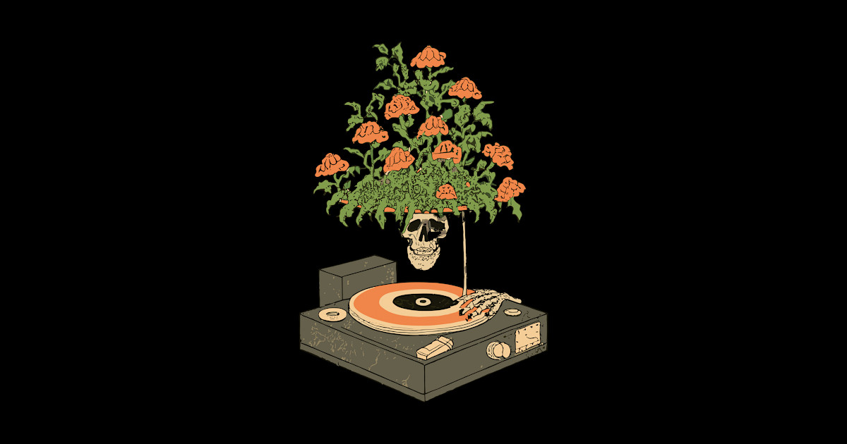 Floral Record Player - Record Player - Sticker | TeePublic