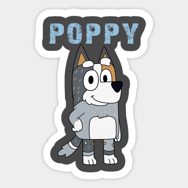 Cute Bluey Poppy Vintage Cartoon - Bluey - Sticker | TeePublic