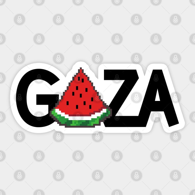 Gaza And The Pixel Watermelon Slice - Pixel Art - Sticker | TeePublic