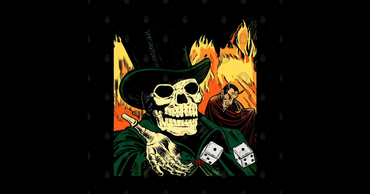 Skeleton In Hell - Vintage Horror Comic - Skeleton - Sticker | TeePublic