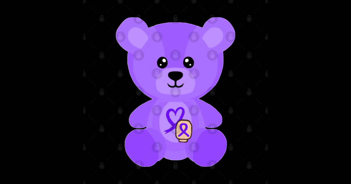 Purple Teddy with Ostomy Bag - Ostomy - Sticker | TeePublic