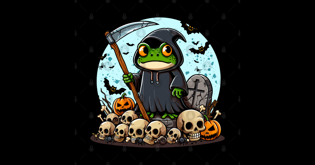 Grim Reaper Frog - Halloween - Posters and Art Prints | TeePublic