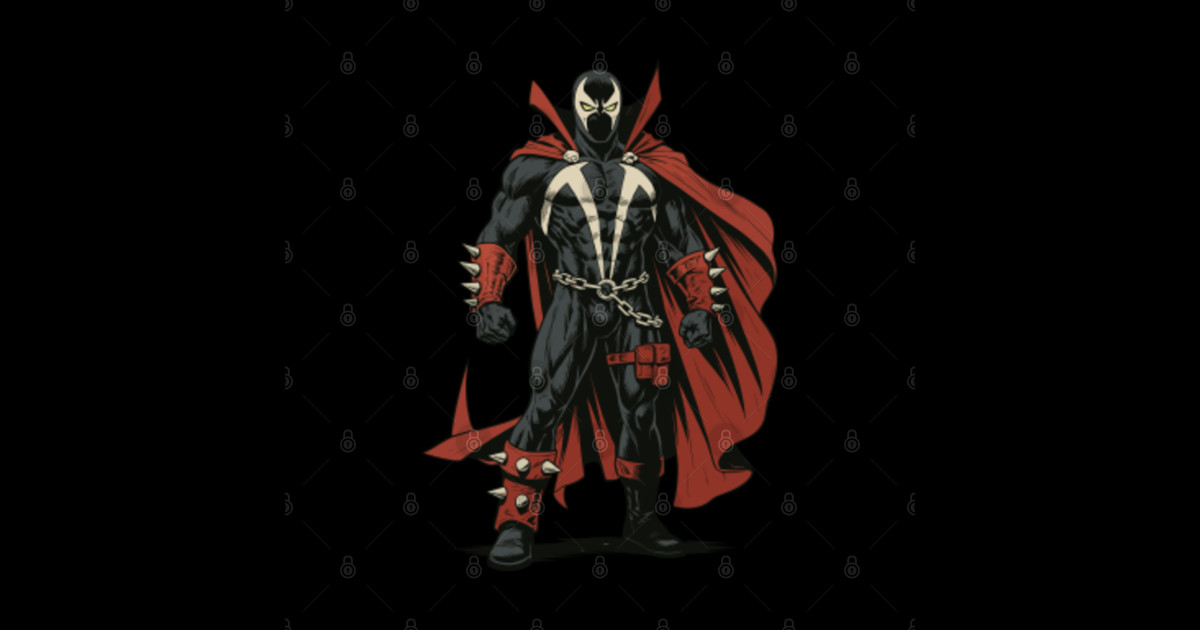 Spawn With Flowing Red Cape Comic Style Art - Spawn - Sticker | TeePublic
