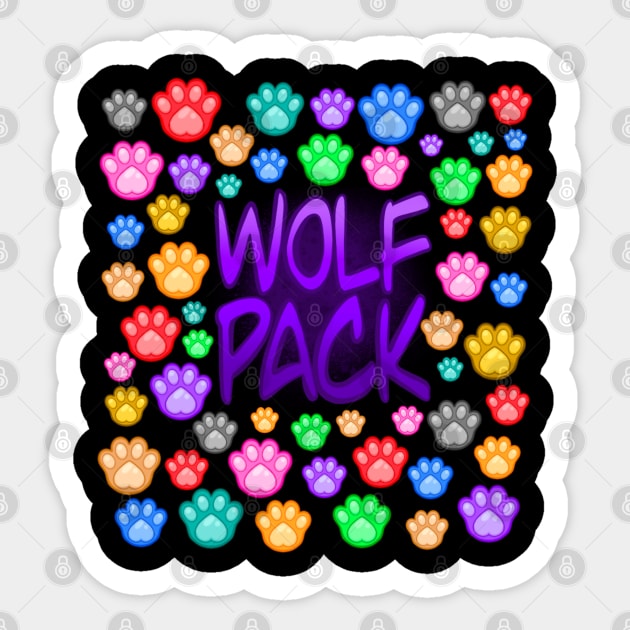 Wolf Pack, colorful paws - Wolf Pack - Sticker | TeePublic