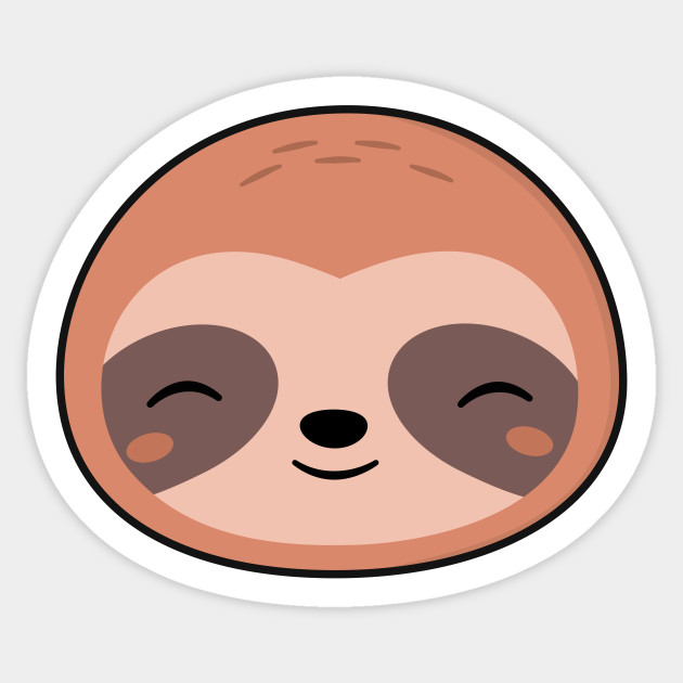 Kawaii Cute Sloth Face - Cute Sloth - Sticker | TeePublic