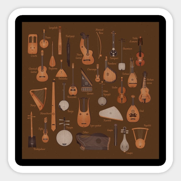 String Musical Instruments - Guitar - Sticker | TeePublic