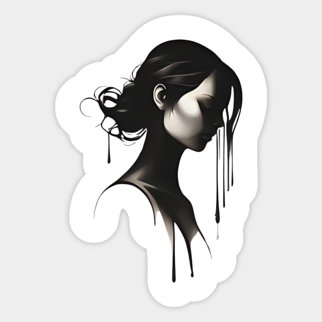 Woman sad face - Woman Face - Sticker | TeePublic